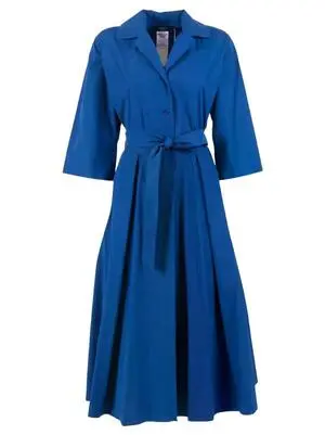 Max Mara Padana Belted Shirt Dress - Blue