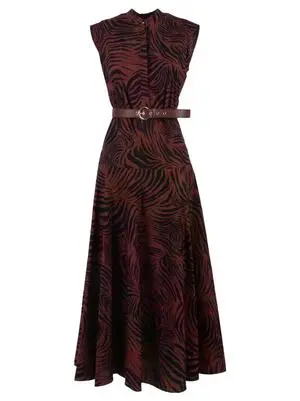 Max Mara West Zebra-Print Dress Brown