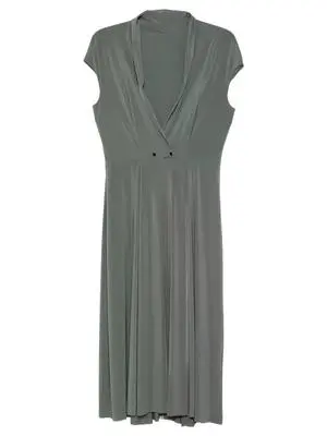 Alberta Ferretti V-neck Pleated Dress - Grey
