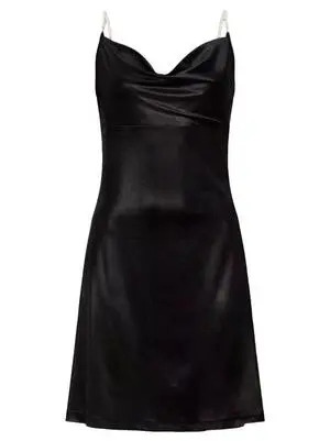 Versace Slip Dress With Pearl Straps - Black