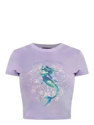 Versace Embellished Graphic T-shirt - Purple