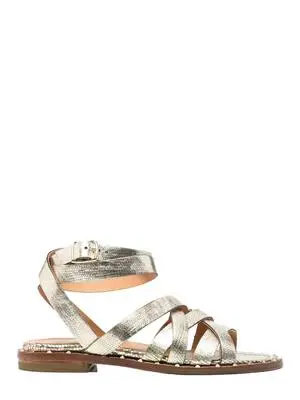 LA BOTTEGA DI LISA Flat Strappy Buckle Sandals - Gold