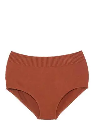 Plan C Ribbed-waist Short - Brown