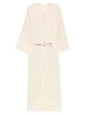 PANICALE V-neck Belted Midi Dress - Neutrals