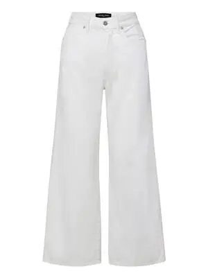 Veronica Beard Taylor Cropped Wide-Leg Jeans White