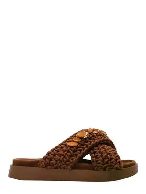 Inuikii Jewel-embellished Braided Flat Sandals - Brown