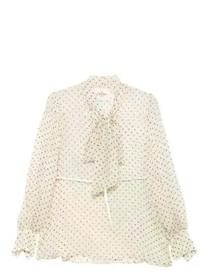 CRIDA MILANO Polka-dot Silk Blouse - Neutrals
