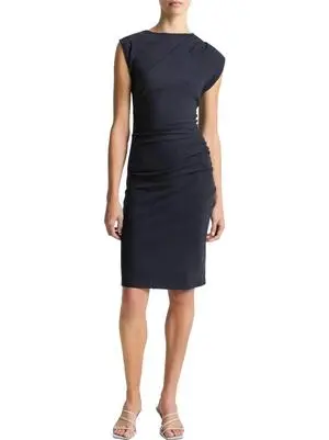 Vince Drape Twist Midi Dress - Blue