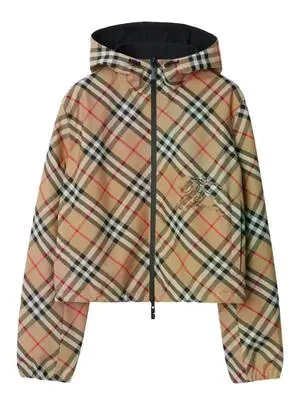 Burberry Cropped Reversible Check Jacket Neutrals