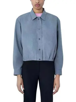 JIL SANDER Cropped Wool Jacket - Blue