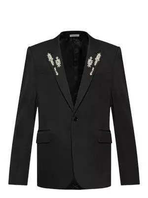 Alexander McQueen Embellished-lapel Blazer - Black