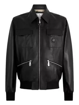 Philipp Plein Palms Leather Jacket - Black