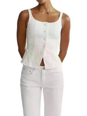 DL1961 Button-front Peplum Top - White