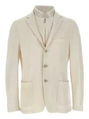 Eleventy Detachable Bib Single-breasted Blazer Neutrals