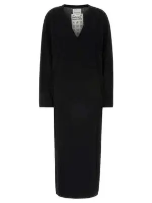 Extreme Cashmere V-neck Long Sleeve Dress - Black