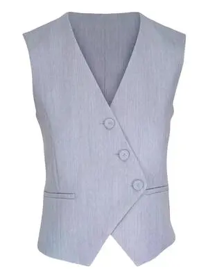 TWP Button-up Waistcoat - Blue
