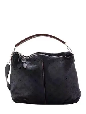 LOUIS VUITTON Selene Handbag Mahina Leather Pm Hobo Bag - Black
