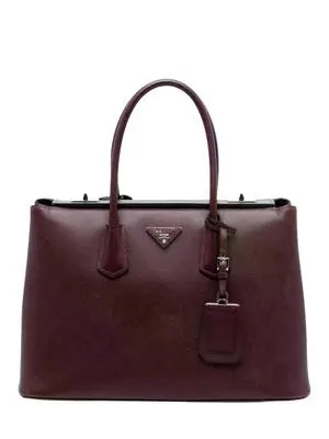 Prada Saffiano Cuir Twin Satchel - Red