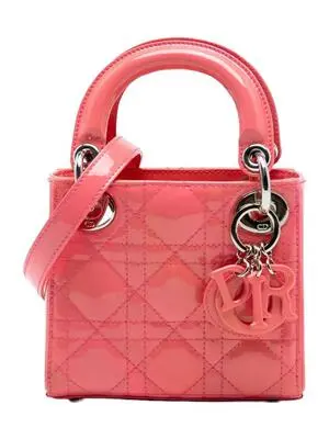 Dior 2016 Micro Patent Cannage Lady Dior Satchel Pink