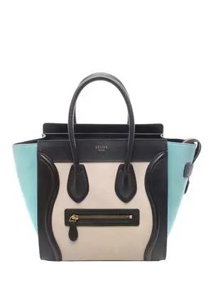 Celine 2010-2026 Micro Tricolor Leather Luggage Tote Neutrals