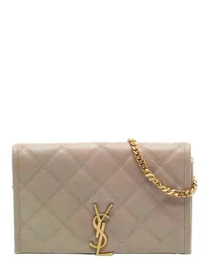 Saint Laurent 2013-2025 Quilted Lambskin Becky Wallet On Chain Crossbody Bag - Brown