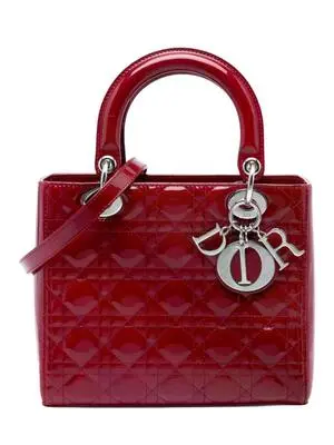 Dior 2014 Medium Patent Cannage Lady Satchel - Red