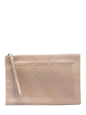 Bottega Veneta 2012-2026 Nappa Intrecciato Wristlet Clutch Neutrals