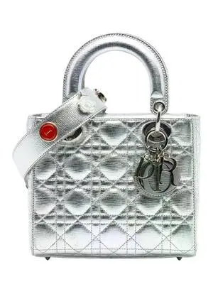 Dior 2017 Small Metallic Lambskin My Abcdior Lady Satchel - Silver