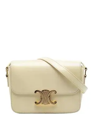 Celine 2023 Classique Shiny Calfskin Triomphe Crossbody Bag - Neutrals