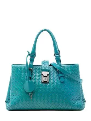 Bottega Veneta Bottega Veneta Small Nappa Intrecciato Roma Satchel Blue