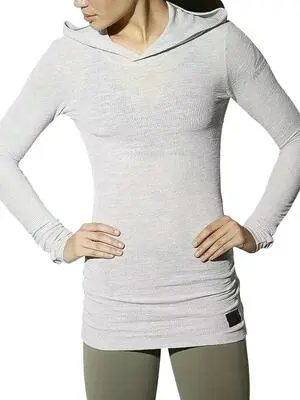 REEBOK Long Sleeve Waffle Knit Hoodie - Grey