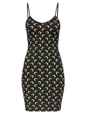 MARINE SERRE Moon Monogram Print Slip Dress - Black