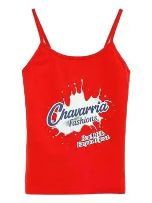 WILLY CHAVARRIA Graphic Print Spaghetti Strap Tank Top - Red