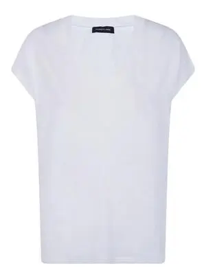 ANNE CLAIRE V-neck Short-sleeve T-shirt - White