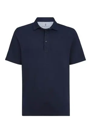Brunello Cucinelli Cotton Jersey Polo Shirt - Blue