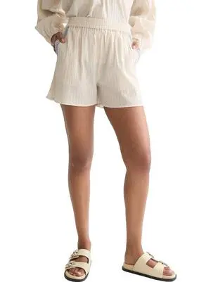 Scotch & Soda Embroidered Cotton Crepe Shorts - Fog