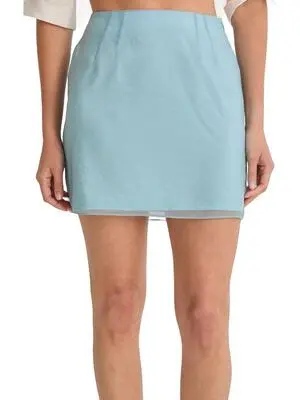 CRESCENT Organza Mini A-line Skirt - Light Blue