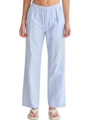 CRESCENT Textured Striped Drawstring Pants Light Blue