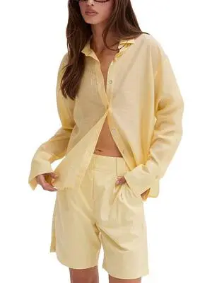 CRESCENT Crinkled Tencel Button-up Shirt - Yellow
