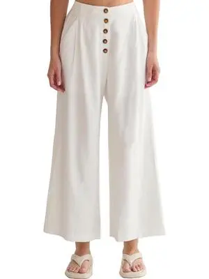 CRESCENT High-waisted Wide Leg Culotte Pants - Ivory