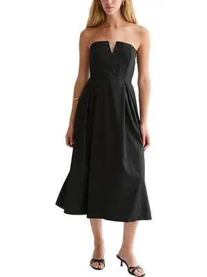 CRESCENT V-Wire Modal Blend Midi Dress Black