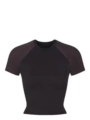 NIKESKIMS Matte Shine Cropped Baby Tee Training Top - Obsidian/igneous