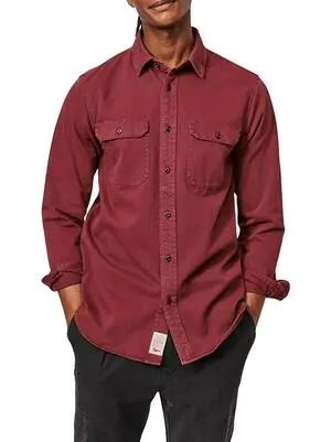 AUBIN Normanby Button Up Shirt - Port