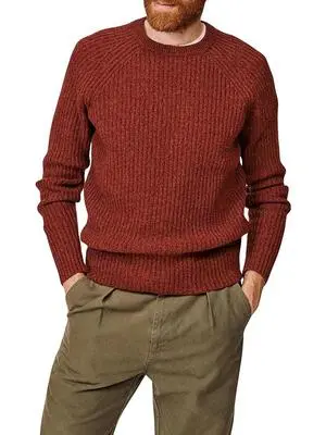 AUBIN Fisherman Rib Crew Neck Sweater - Rust Mix