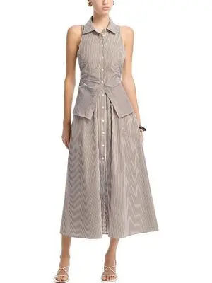 Tanya Taylor Hannah Shirt Dress - Acorn/optic White