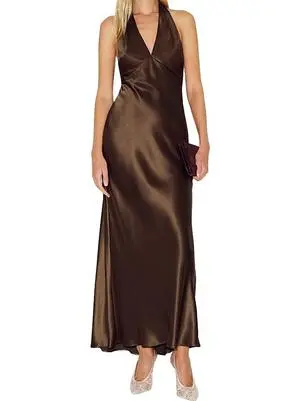 REFORMATION Reformation Daniela Silk Maxi Dress Pinecone