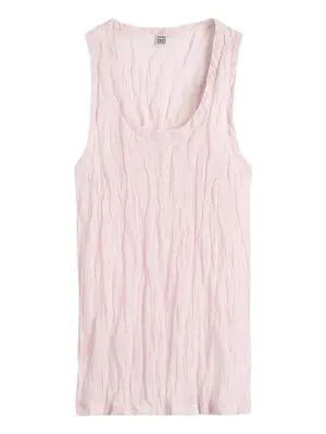 TOTEME Crinkled Cotton And Metal Yarn Blend Tank - Bloom