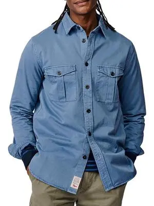 AUBIN Long Sleeve Cole Twill Overshirt - Blue
