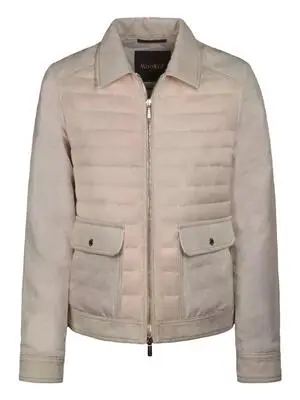 MOORER Shirt-collar Padded Jacket - Neutrals