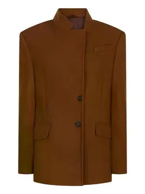 Attico Single-breasted Twill Coat - Brown